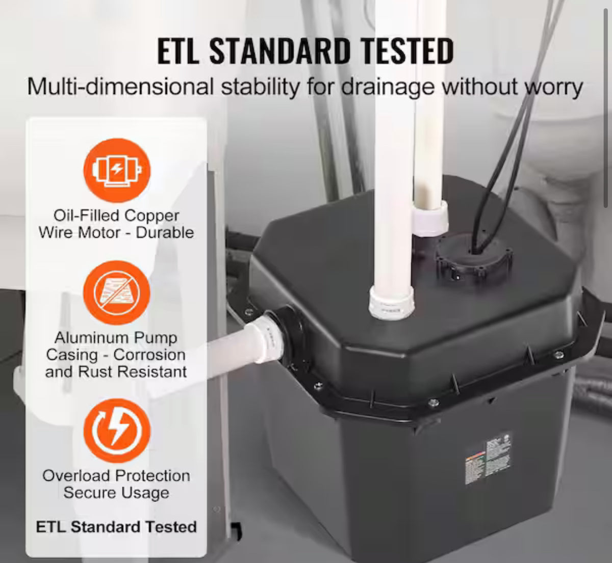 Utility Sink Pump 1/2 HP 120-Volt 3500 GPH Flow 28 ft Head Under-Sink – Big Catch Salvage and Thrift