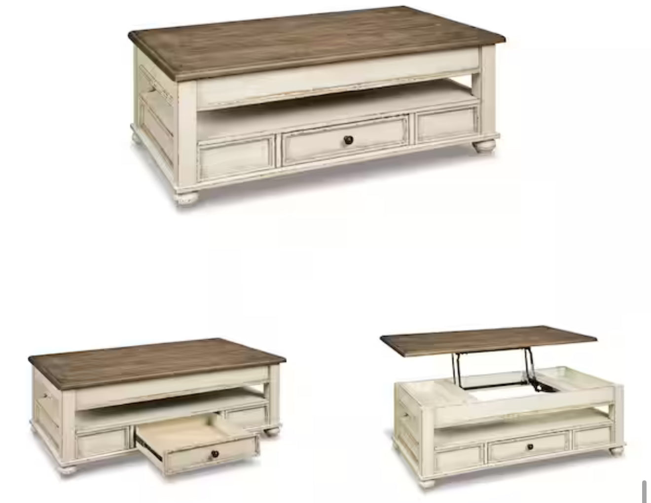 Ashely Furniture Realyn 47 In. White/Brown Rectangle Wood Coffee Table ...