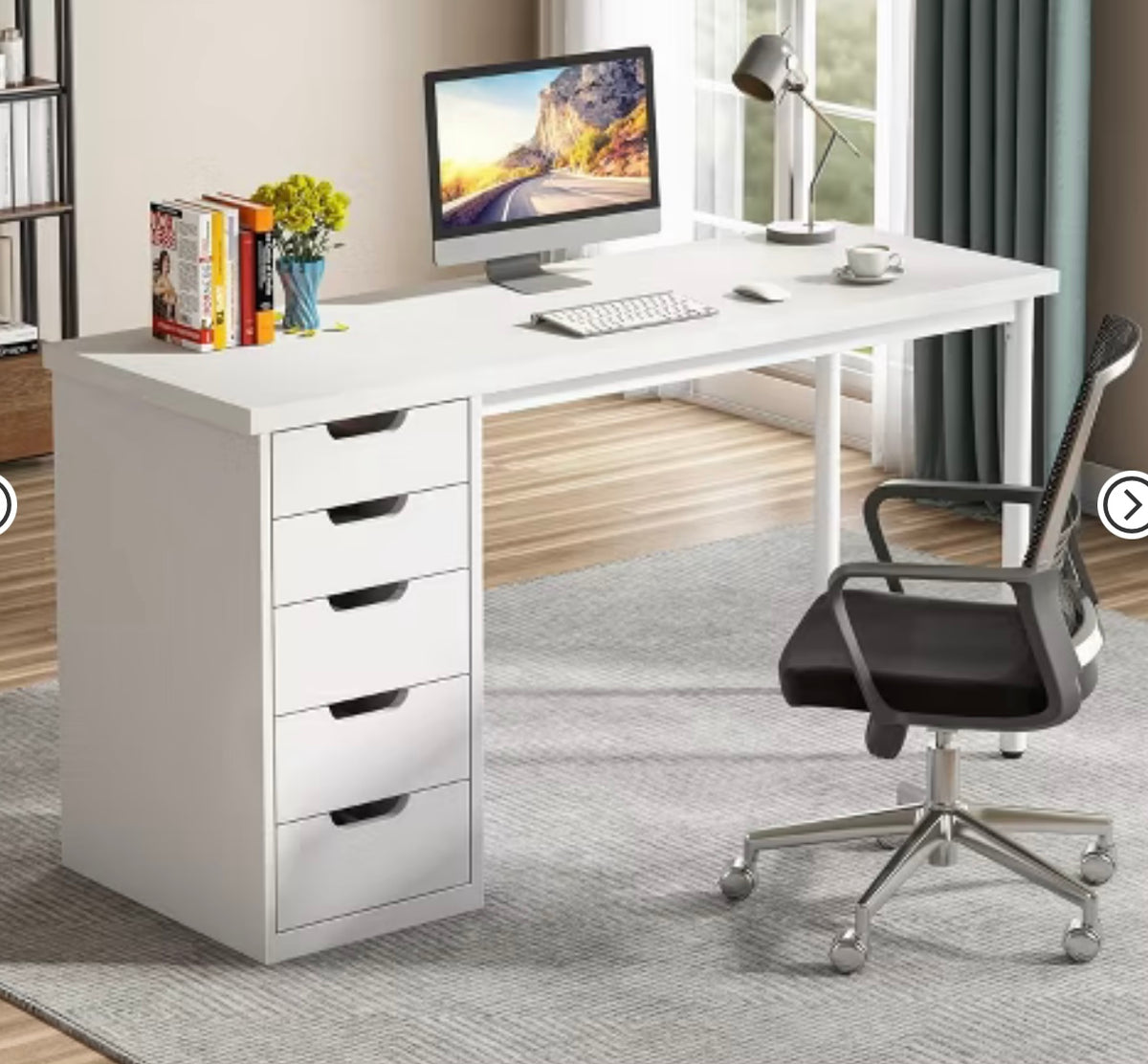 Tribesigns Computer Desk with 5 Drawers, 47 inches Modern Simple Home ...