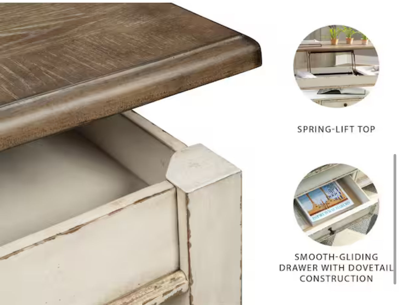 Ashely Furniture Realyn 47 In. White/Brown Rectangle Wood Coffee Table ...