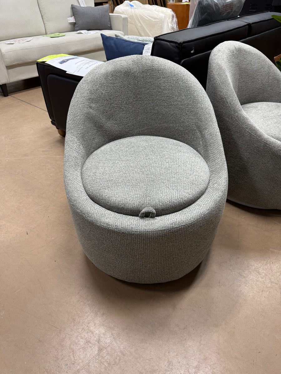 Modern Small Barrel Swivel Accent Chair with Hidden Storage,No install ...
