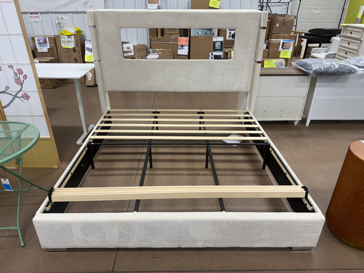 Modern King Corduroy Bed Frame w/ Slats!! NEW AND ASSEMBLED!! – Big ...